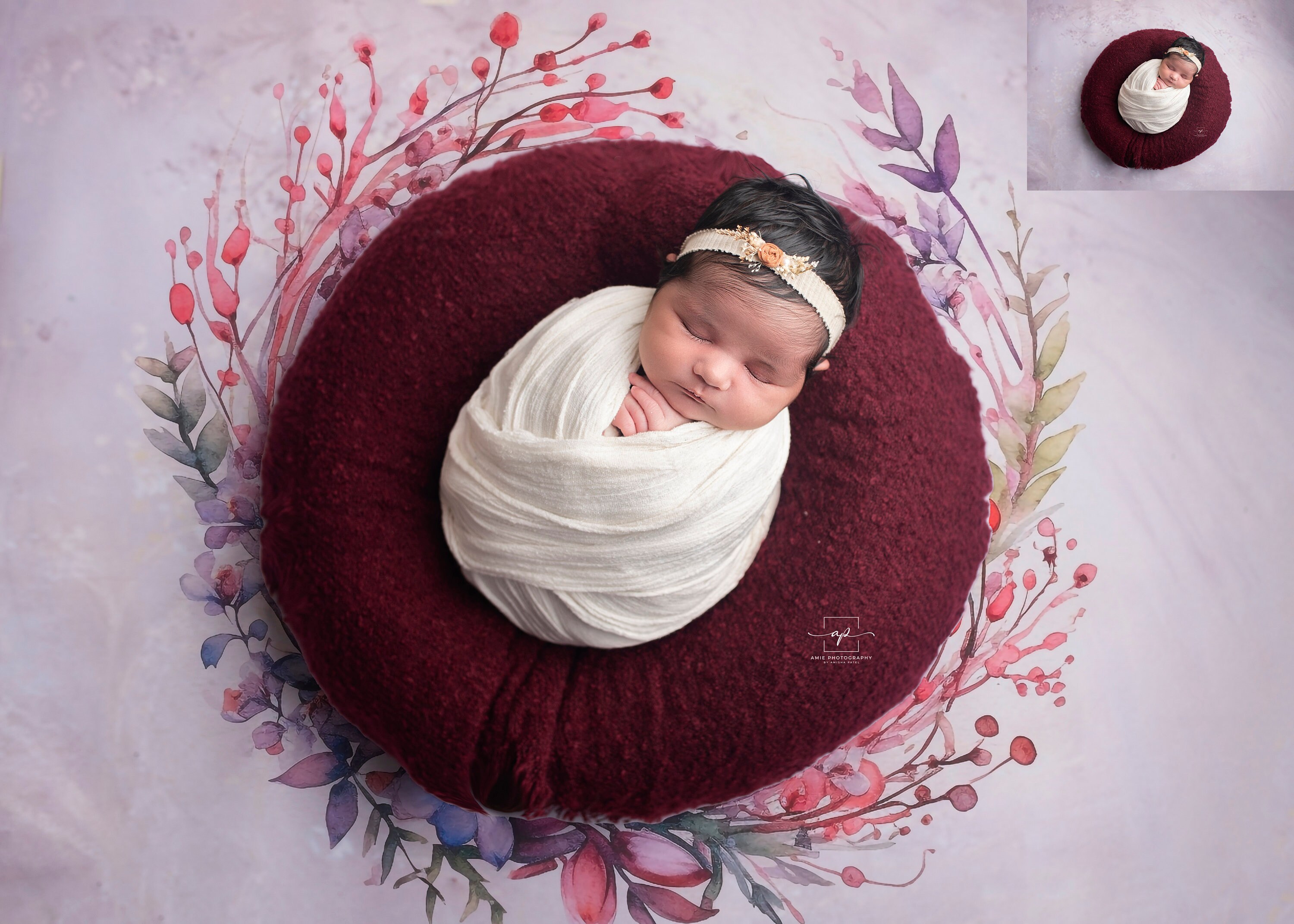 20 Set Floral Wreath Digital AI Overlay Pack Newborn Maternity Portrait ...