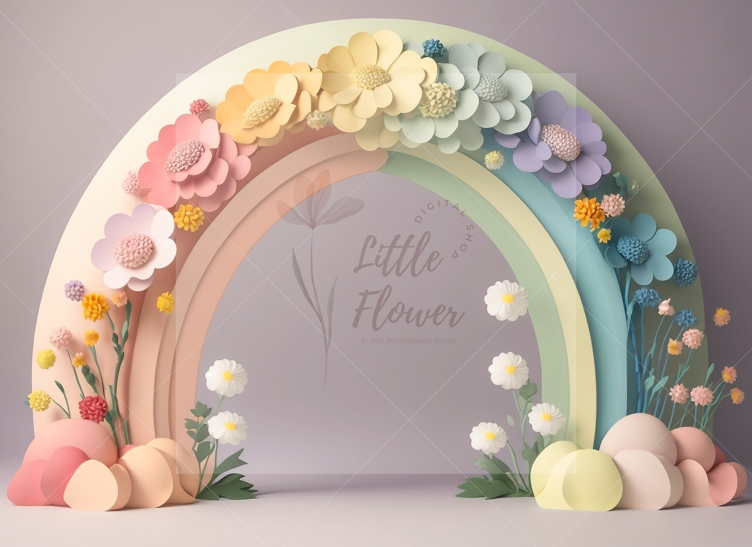 14 Paper Flower Garland Digital AI Backdrop Pack Baby Portrait - Etsy