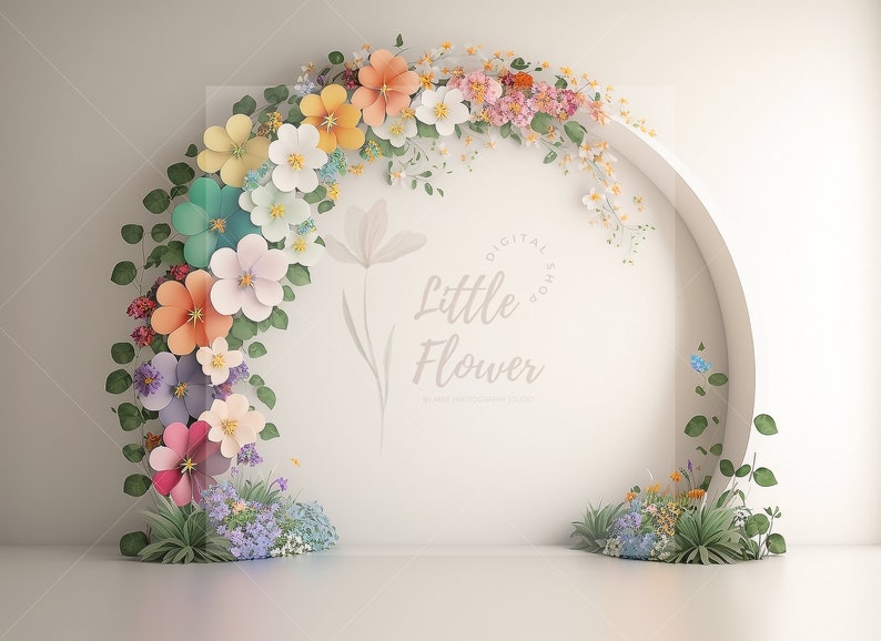 14 Paper Flower Garland Digital AI Backdrop Pack Baby Portrait - Etsy