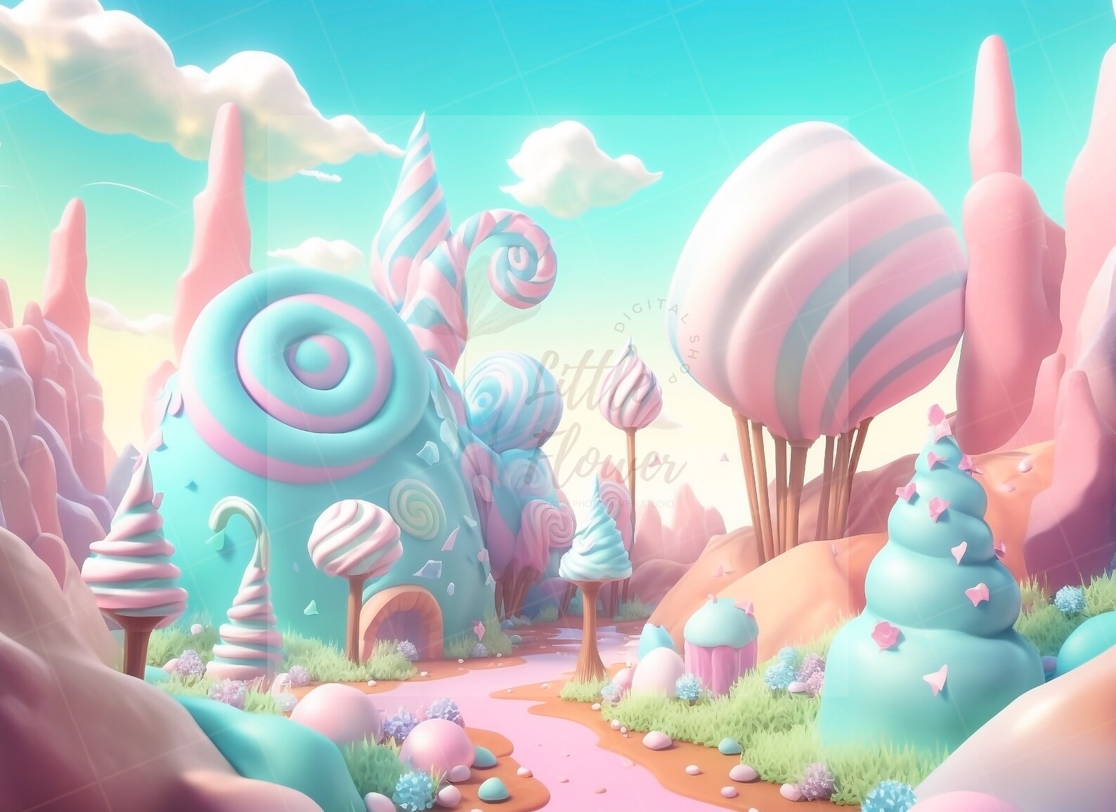 Candy World Digital AI Backdrop Pack Baby Portrait Photography Overlay ...