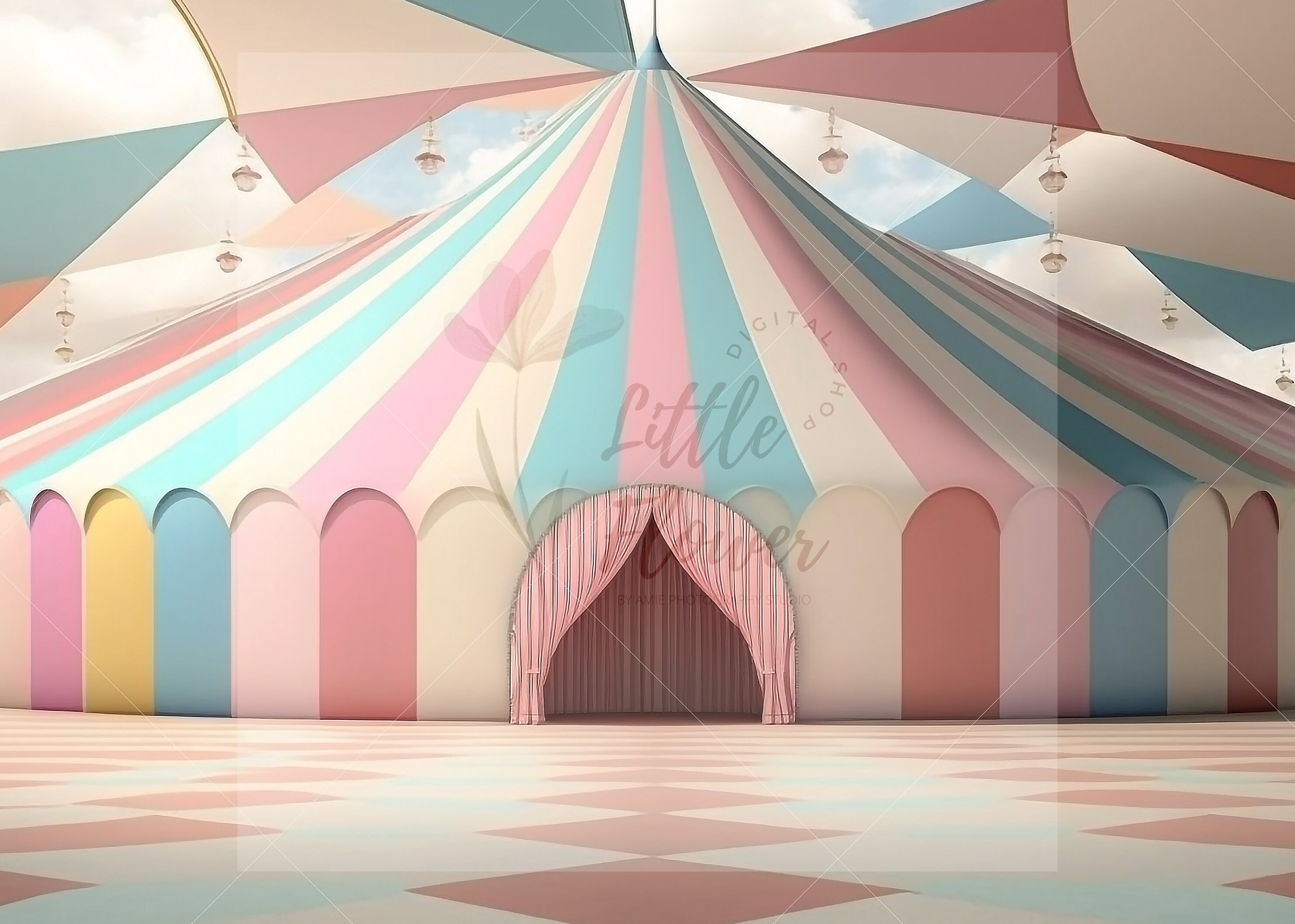 12 Cartoonist Circus Tent Digital Backdrops, Maternity Backdrop ...