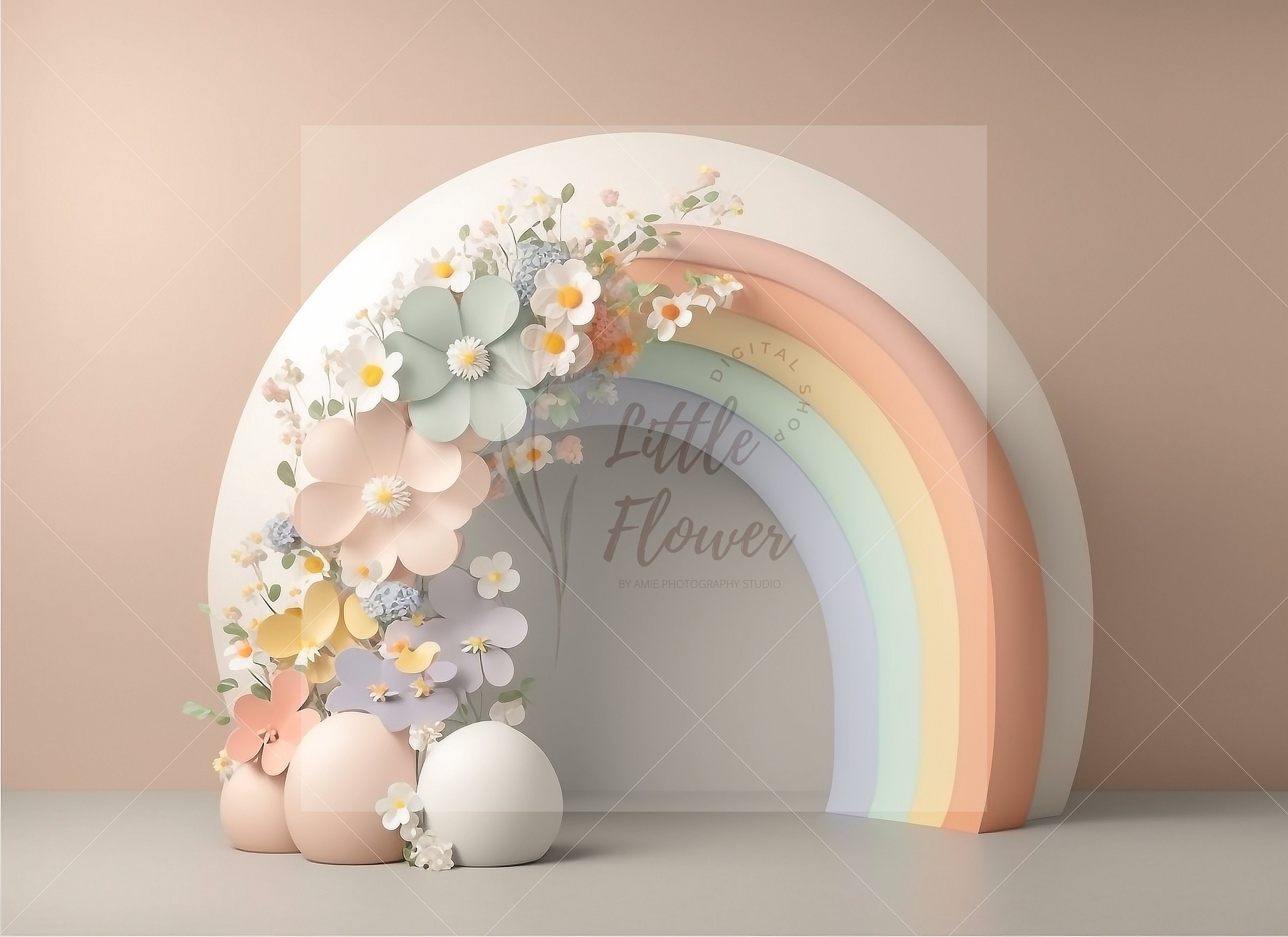 14 Paper Flower Garland Digital AI Backdrop Pack Baby Portrait - Etsy