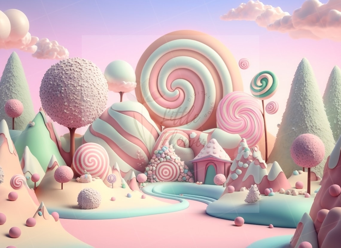 Candy World Digital AI Backdrop Baby Portrait Photography Overlay ...