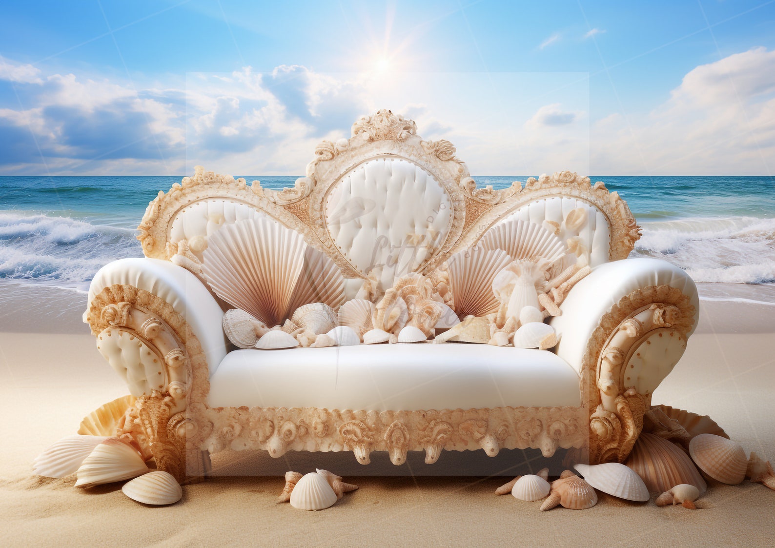 9 Earthy SOFA on Beach Digital Backdrops Maternity Backdrop Overlays ...