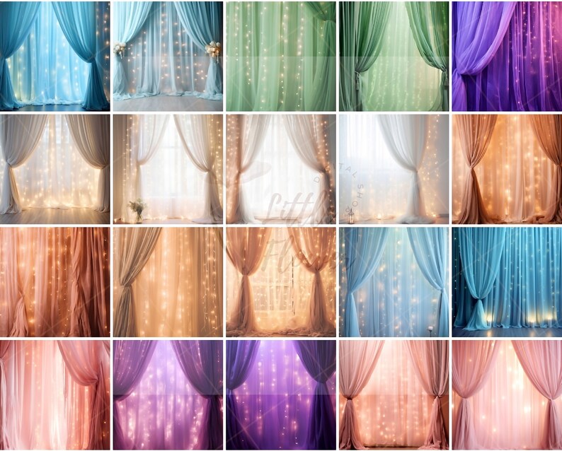 20 Sheer Light Curtain Digital Backdrop Maternity Backdrop Overlays ...