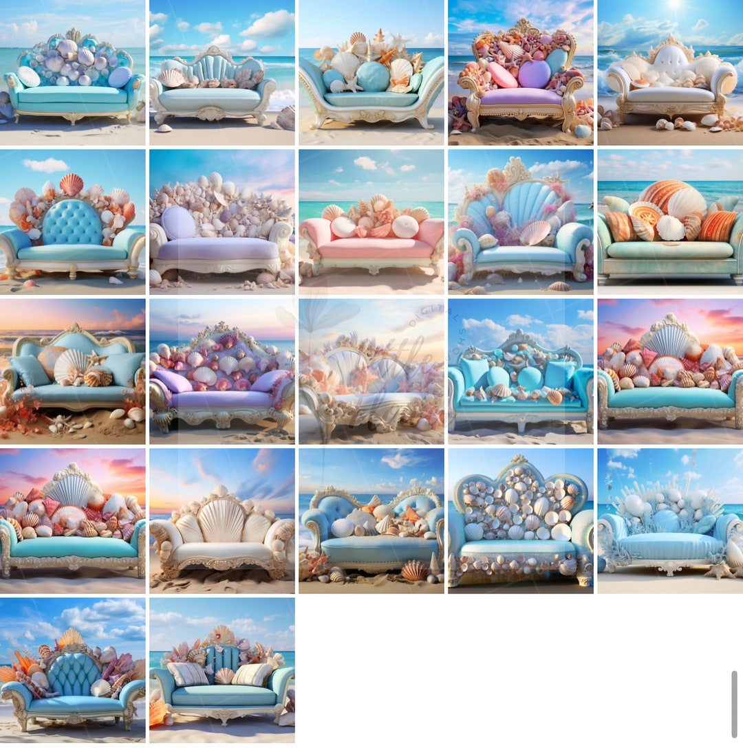 21 Spring SOFA on Beach Digital Backdrops Maternity Backdrop Overlays ...