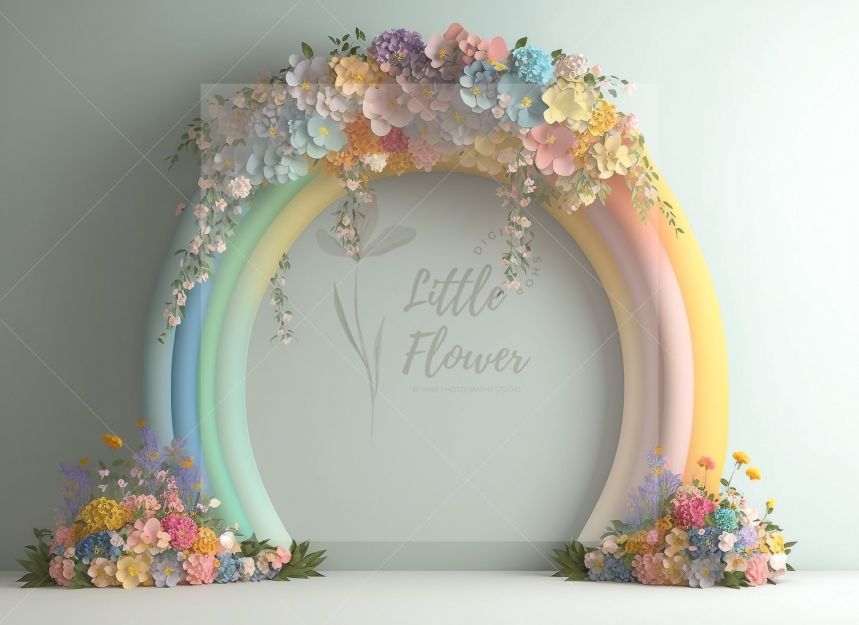 14 Paper Flower Garland Digital AI Backdrop Pack Baby Portrait - Etsy
