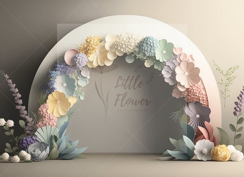 14 Paper Flower Garland Digital AI Backdrop Pack Baby Portrait - Etsy