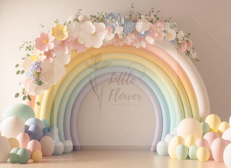 14 Paper Flower Garland Digital AI Backdrop Pack Baby Portrait - Etsy