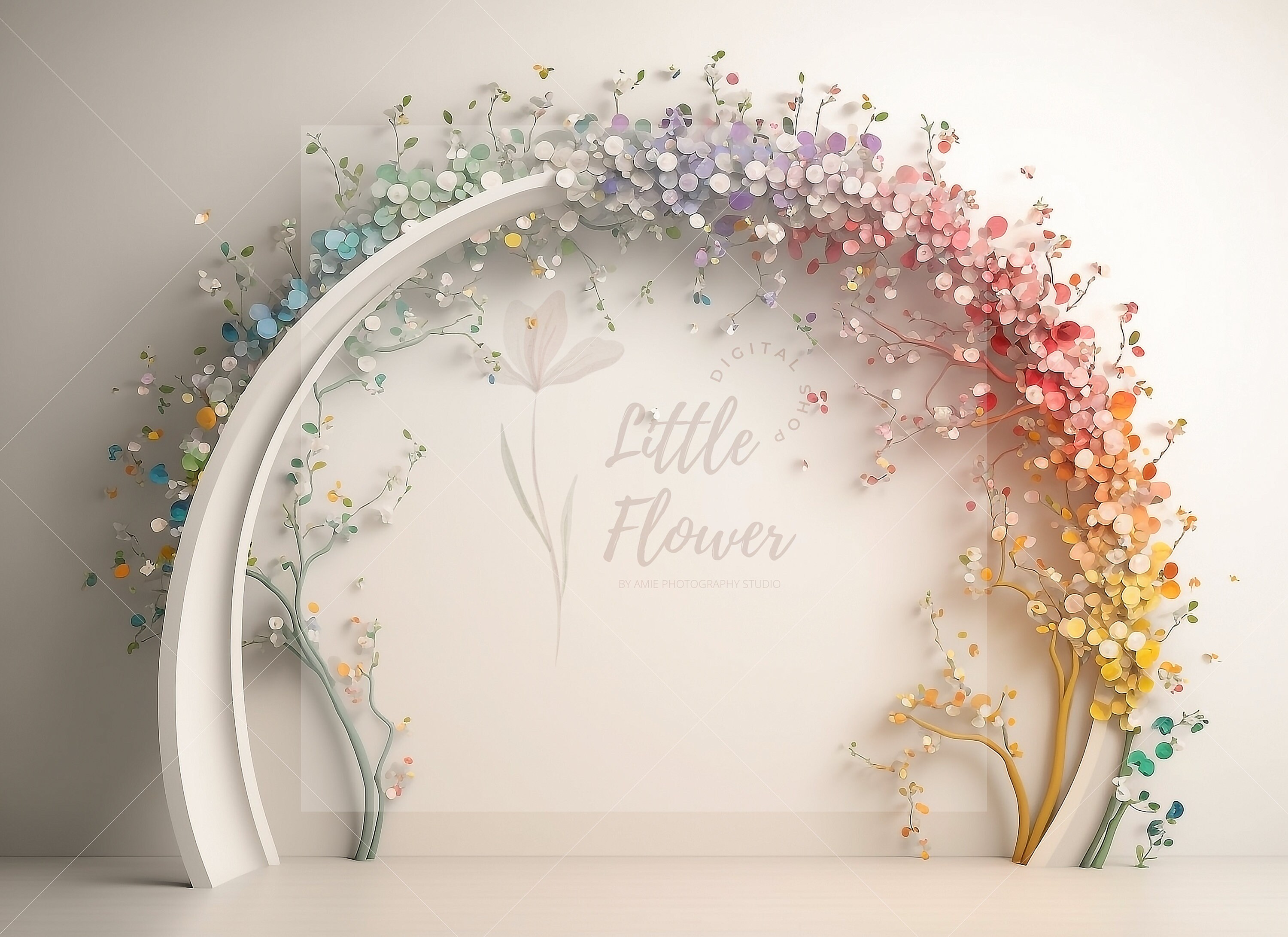 14 Paper Flower Garland Digital AI Backdrop Pack Baby Portrait - Etsy