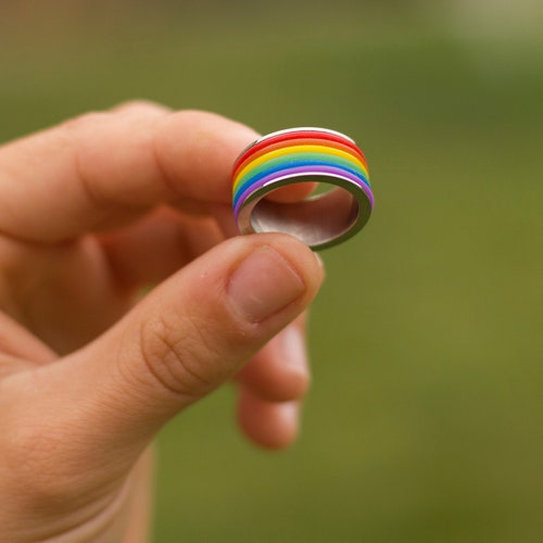 Pride Ring LGBTQ Ring Rainbow Ring Pressed Flowers Resin | Etsy