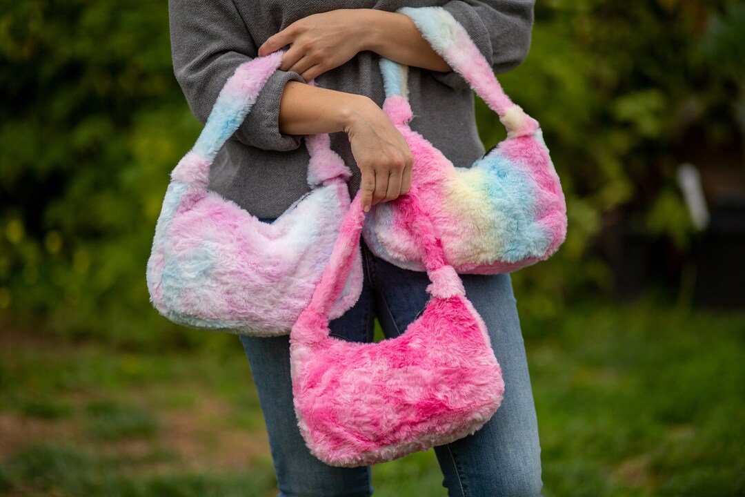 Cute Rainbow Plush Handbags - Fuzzy, Furry, Comfy, Cozy - Perfect ...