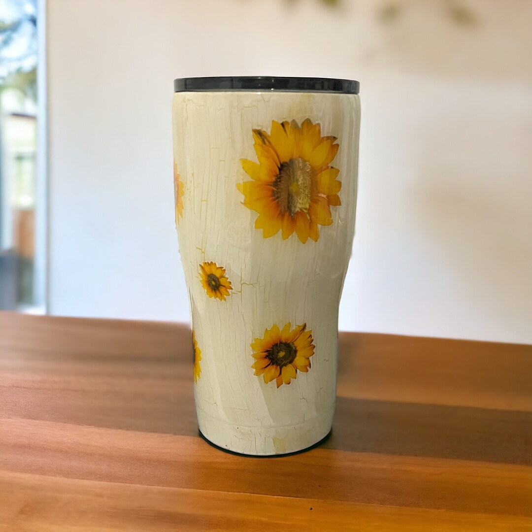 20oz Modern Curve Sunflower Tumbler Crackle Background Country Farm Art ...