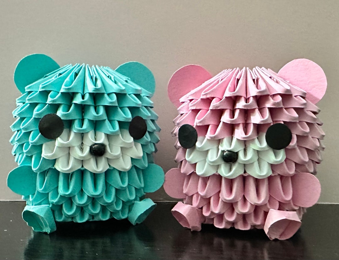 3D Origami Colored Teddy Bear - Etsy