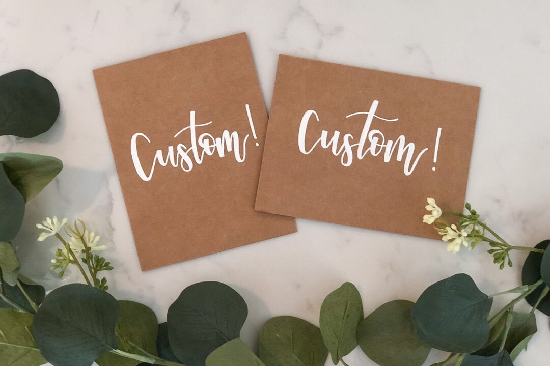 Handwritten Custom Calligraphy Kraft Card - Etsy