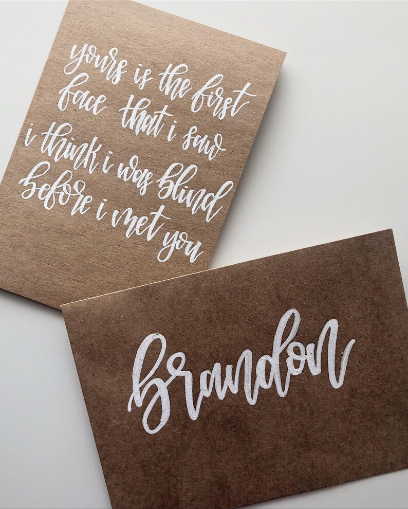 Handwritten Custom Calligraphy Kraft Card - Etsy