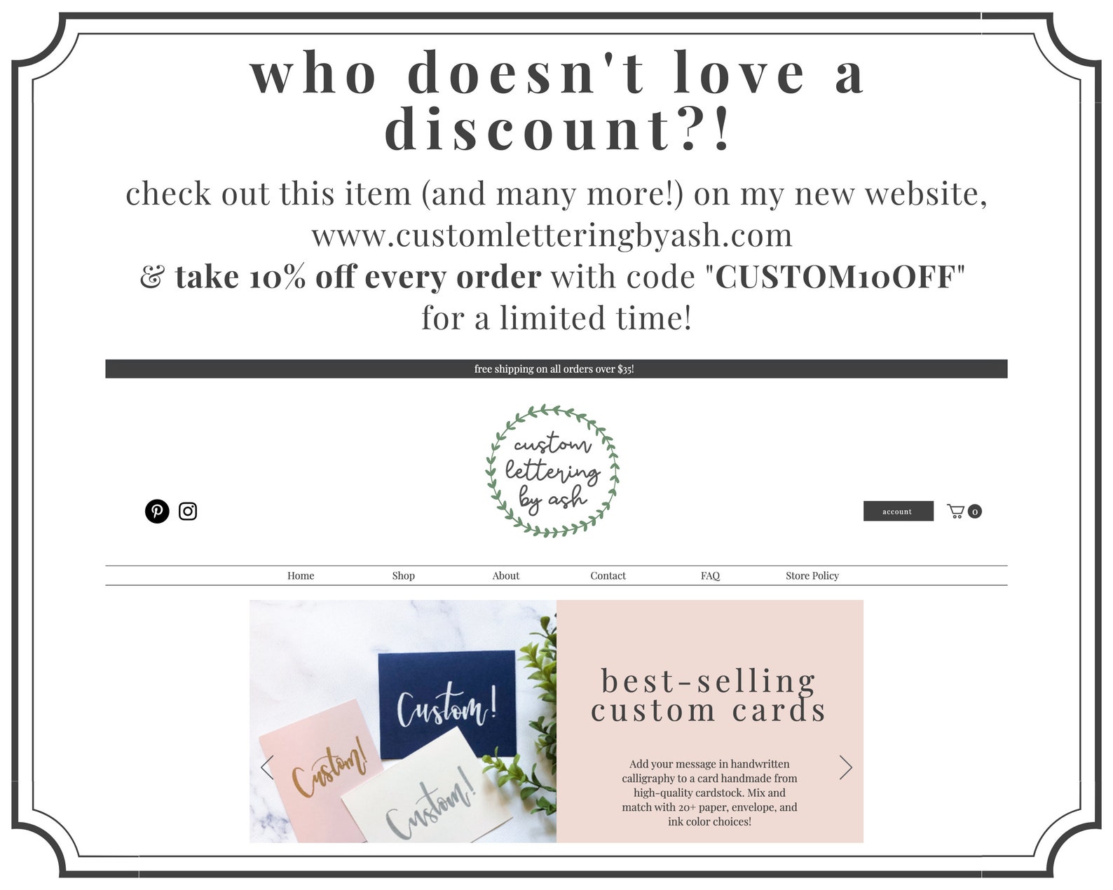 Handwritten Custom Calligraphy Kraft Card - Etsy