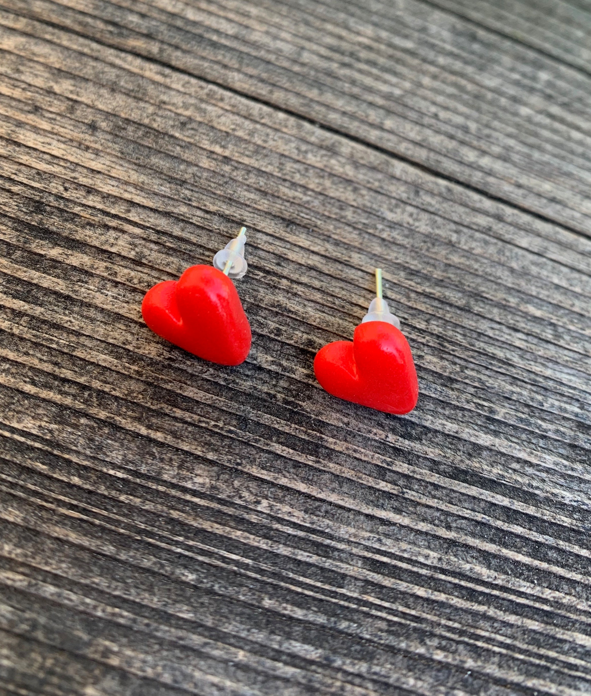 Earrings Chips Red Heart Fimo Paste - Etsy