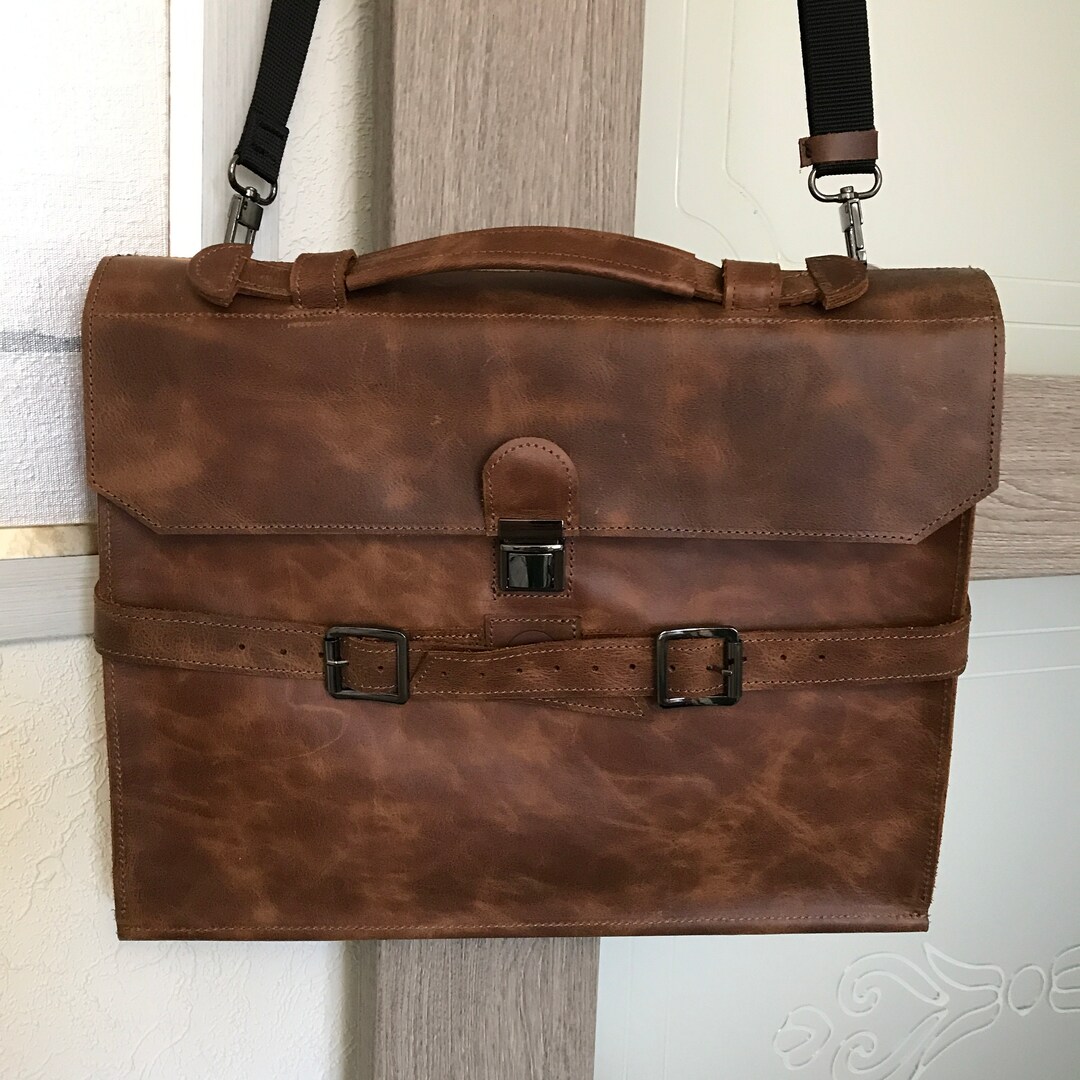 Leather Briefcase A4 Laptop Bag Folder Organizer Document Bag Organizer ...