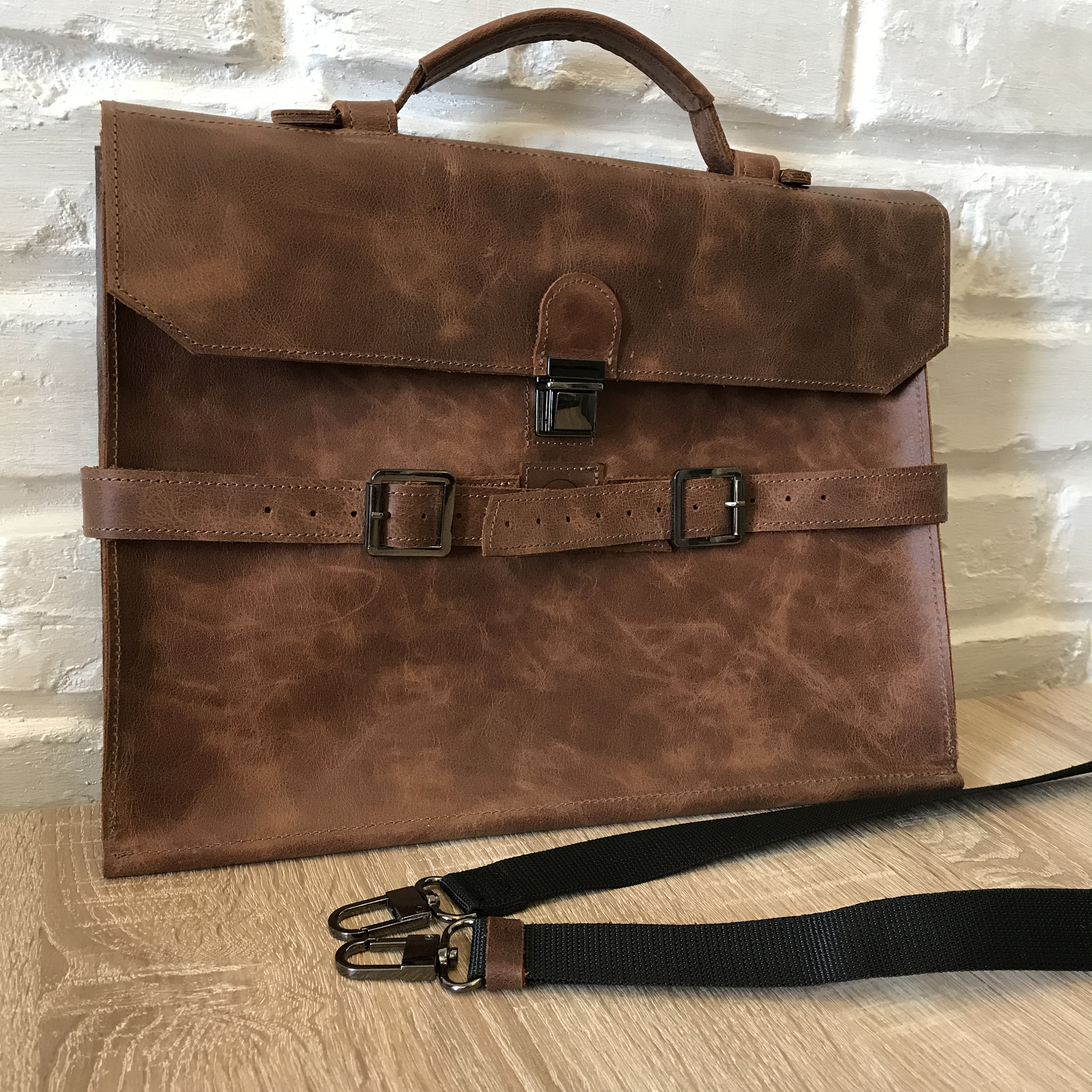 Leather Briefcase A4 Laptop Bag Folder Organizer Document Bag Organizer ...