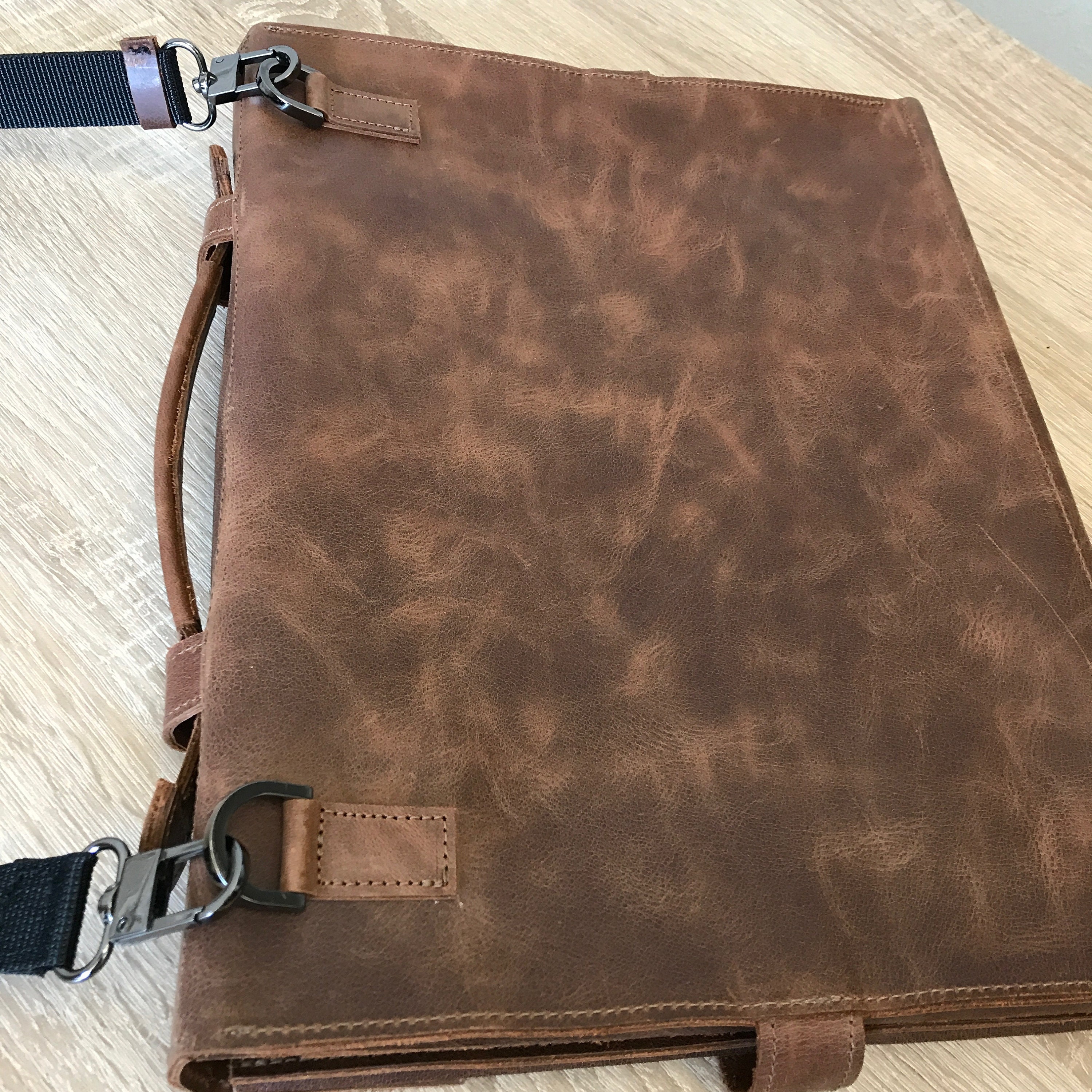 Leather Briefcase A4 Laptop Bag Folder Organizer Document Bag Organizer ...