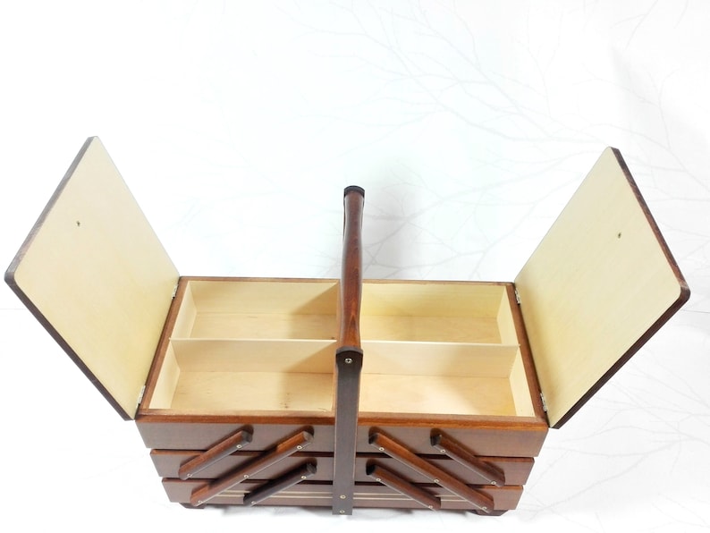 Big Wooden Light Brown Box for Sewing Kit Wood Carved Storage | Etsy