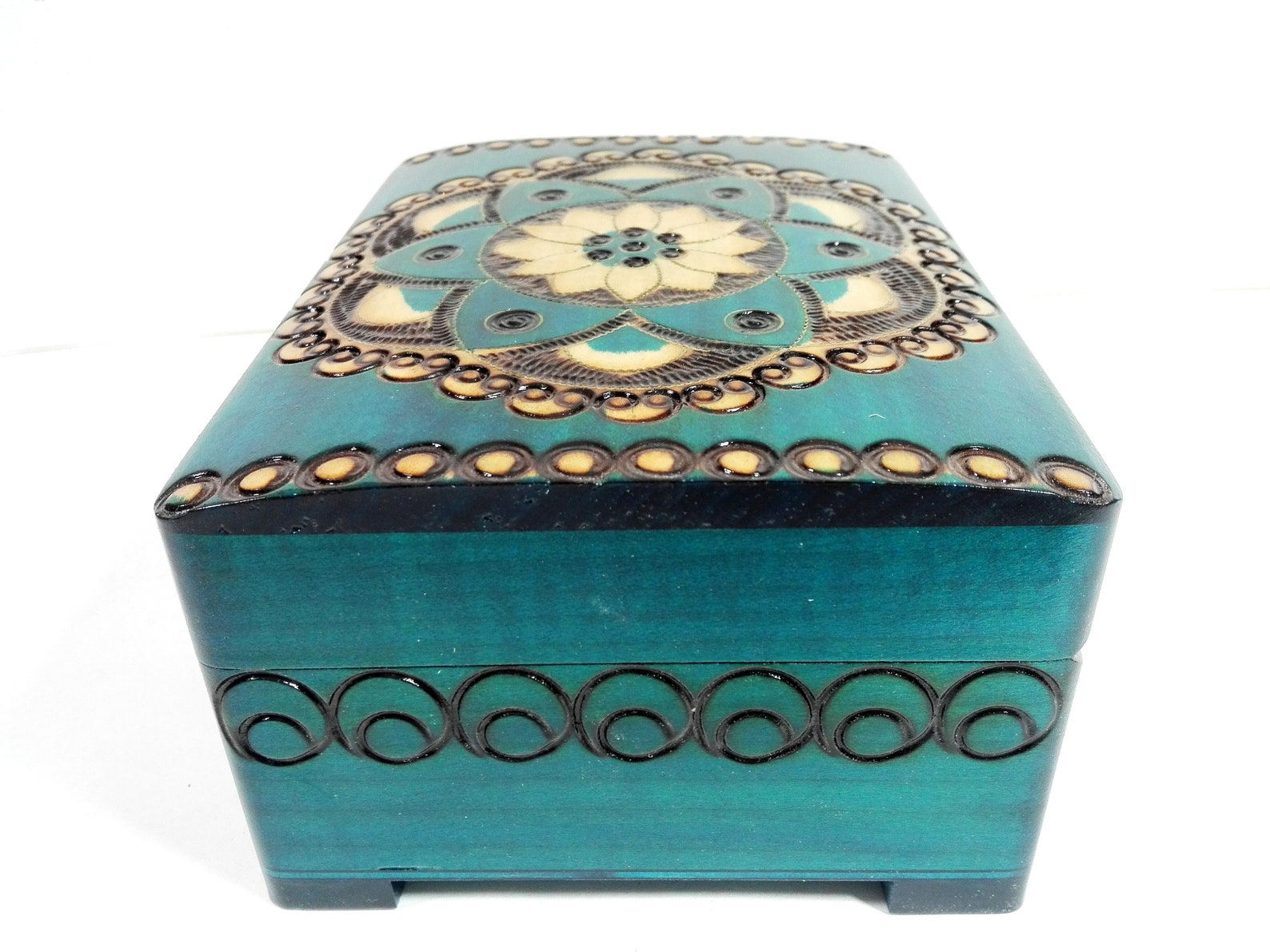 Exclusive 18x14x9 Cm Blue Wooden Jewelry Box Reachly Decorated - Etsy