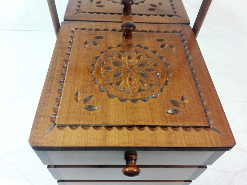 Big Wooden Light Brown Box for Sewing Kit Wood Carved Storage | Etsy