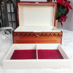 Large 27x18x15 Cm Light Brown Wooden Jewelry Box Reachly Decorated ...