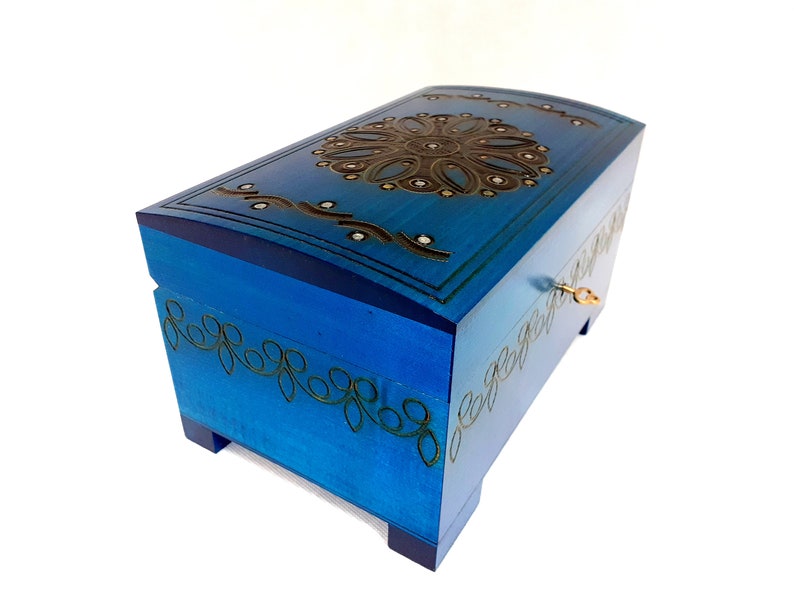 Large Wooden Blue Box 25x15x14 Cm, Chest, Coffer, Jewelry Box, Ocean ...