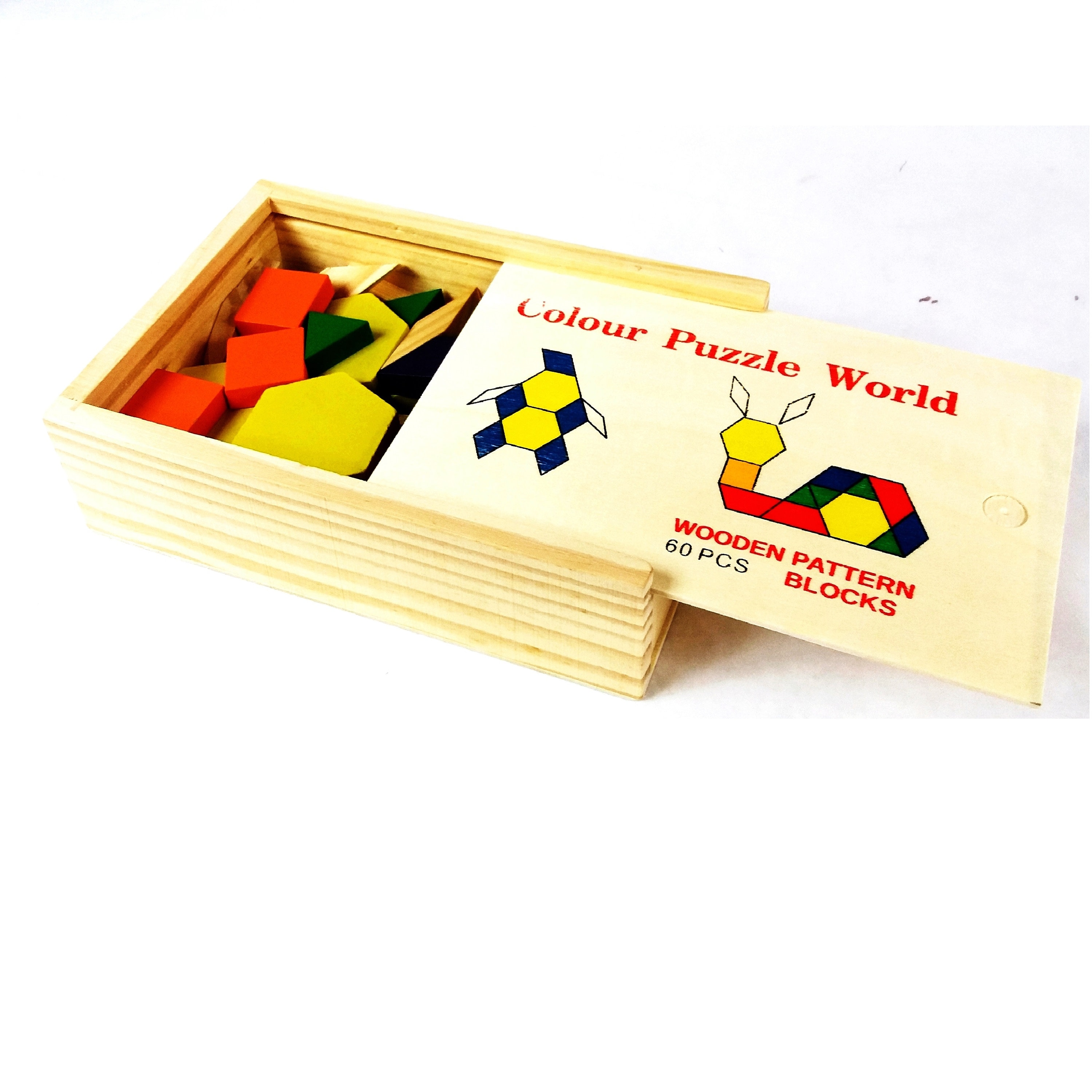 Wooden Patern Blocks 60 Pieces Blocks puzzle Educational | Etsy