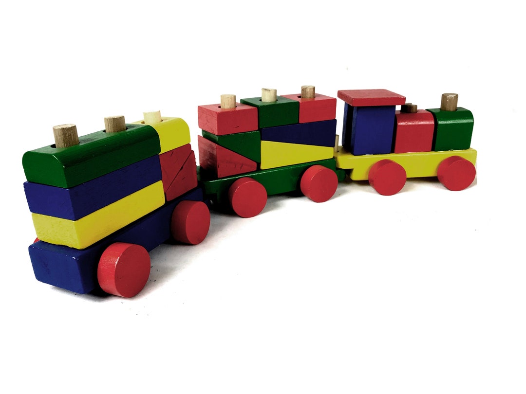 Wooden Train With Wagons, Wooden Blocks, Train Toy, Kids Blocks ...