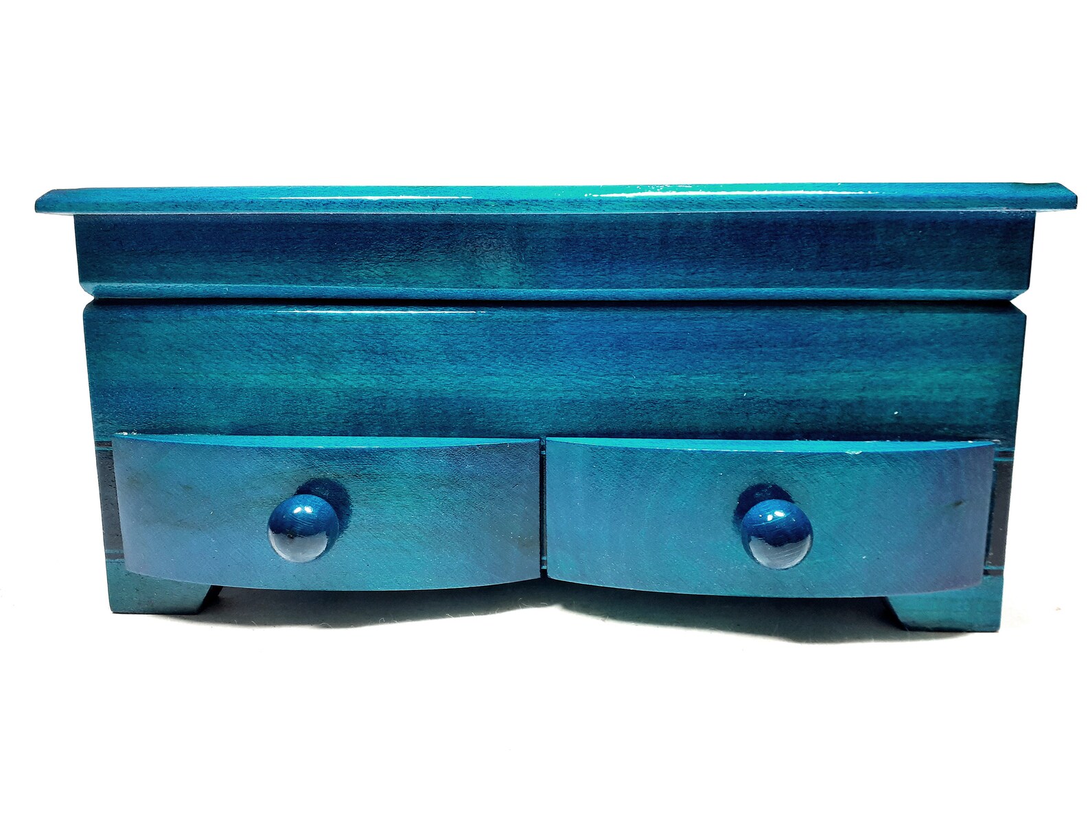 Wooden Blue Jewelry Box With Drawers and Mirror, Mini Commode ...