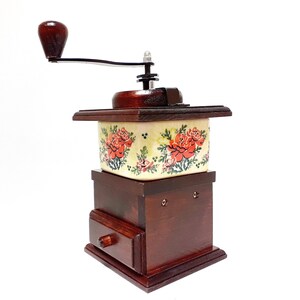 Handmade Wood and Porcelain Hand Painted Coffee Grinder - Etsy
