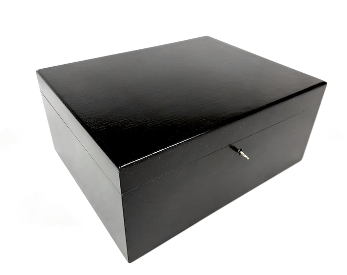 Black Wooden Box High Gloss Elegant High Quality Linden Wood Lockable ...