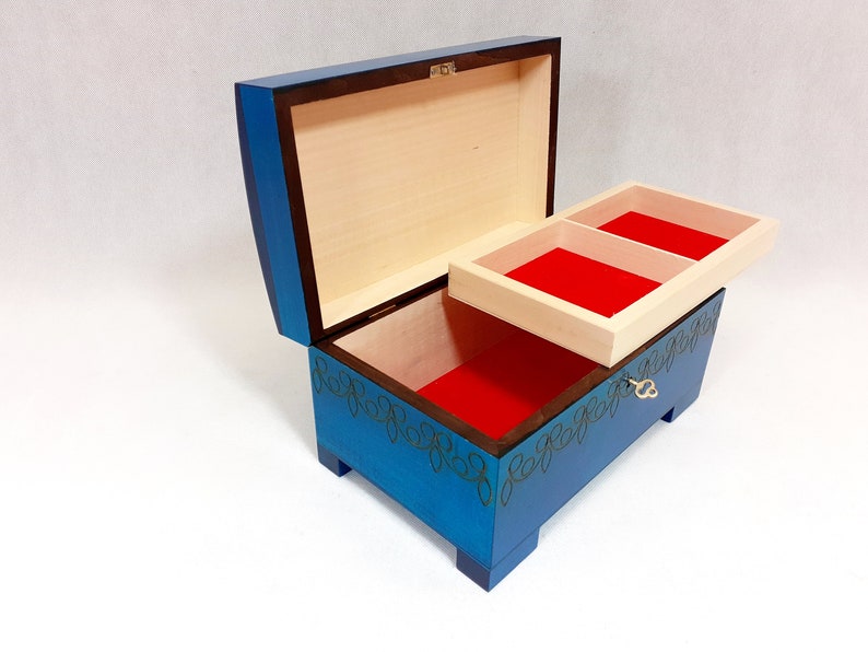 Large Wooden Blue Box 25x15x14 Cm, Chest, Coffer, Jewelry Box, Ocean ...