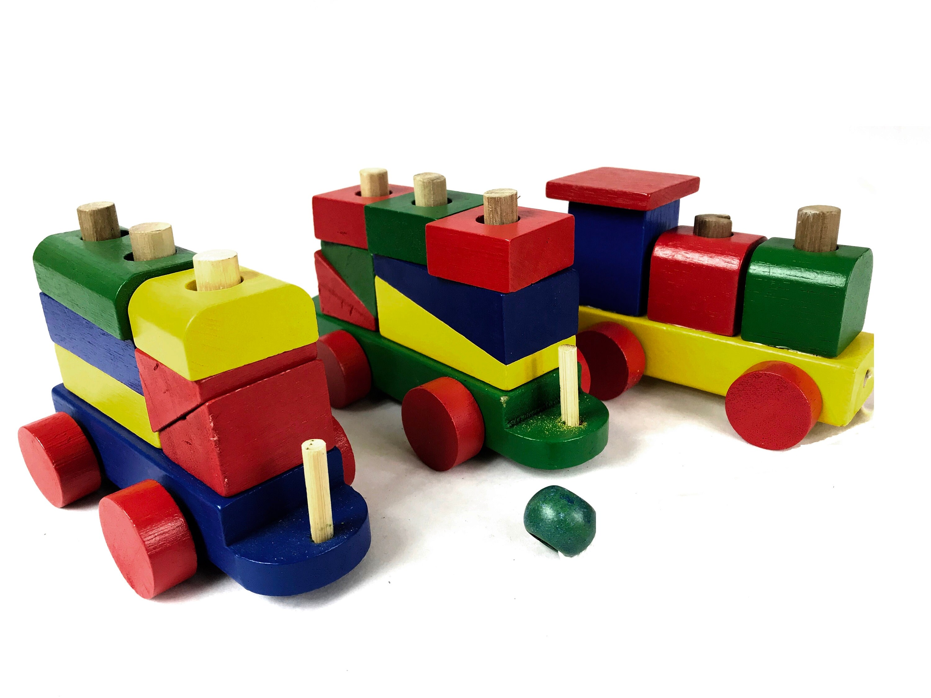 Wooden Train with Wagons Wooden Blocks Train Toy Kids | Etsy