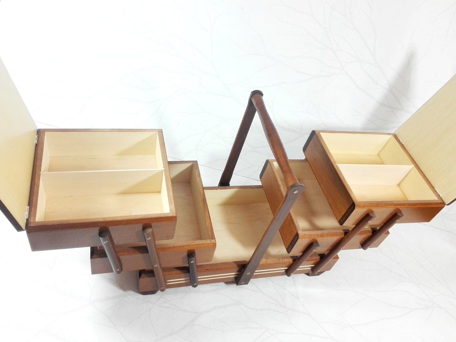 Big Wooden Light Brown Box for Sewing Kit Wood Carved Storage | Etsy