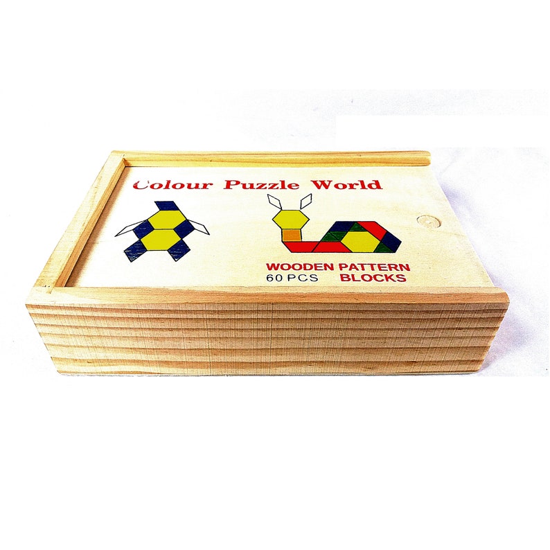 Wooden Patern Blocks 60 Pieces Blocks Puzzle Educational - Etsy