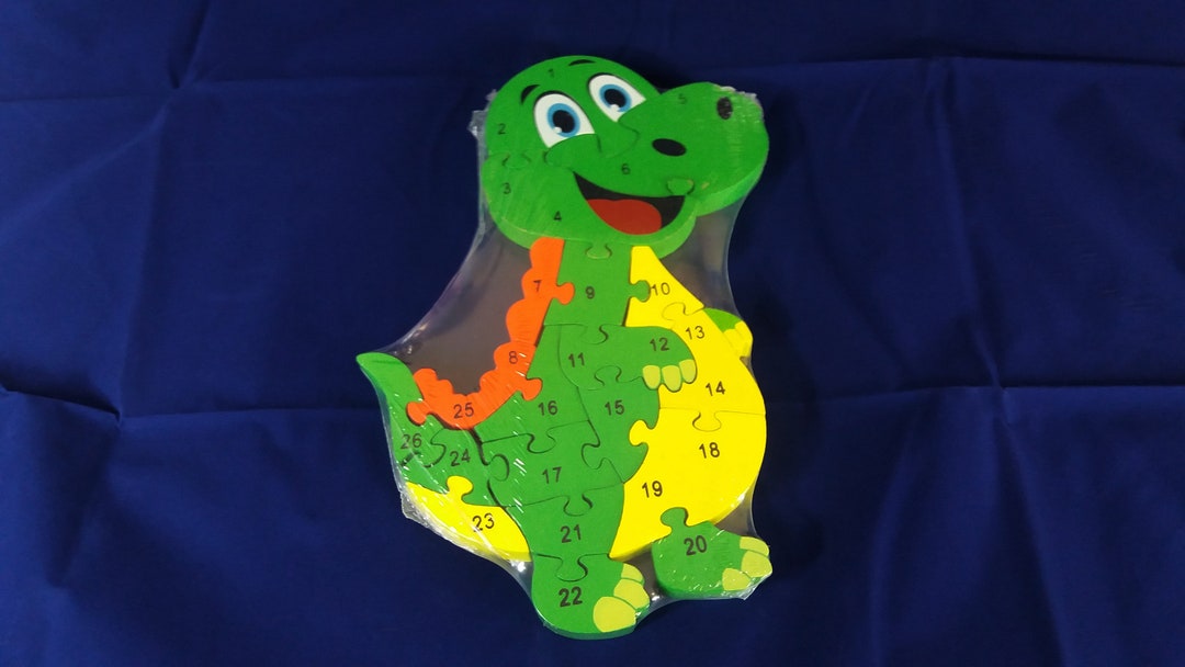 Puzzle Dragon 26 Elements With Alphabet Letters and Numbers With Wooden ...