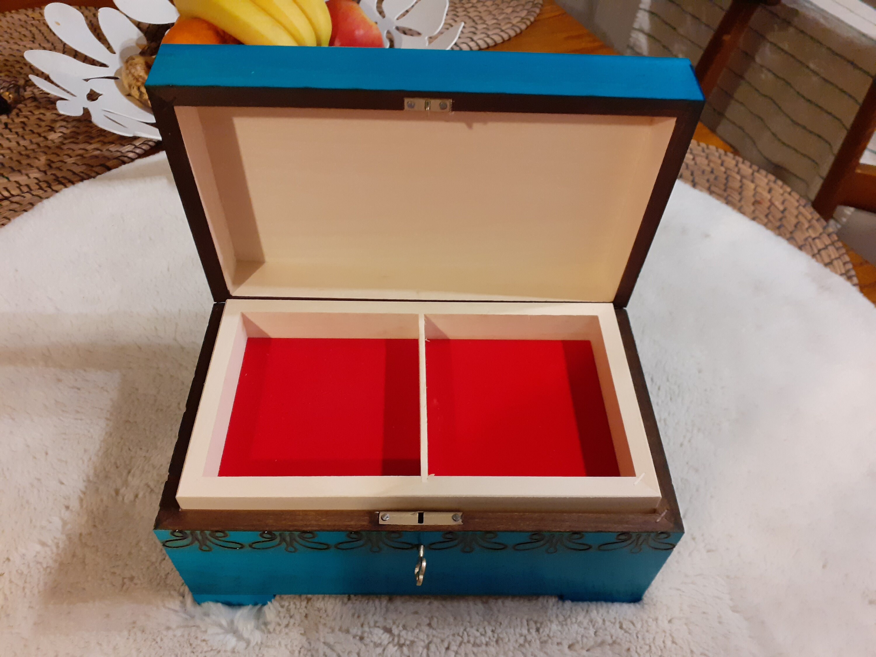 Large Wooden Blue Box 25x15x14 Cm, Chest, Coffer, Jewelry Box, Ocean ...
