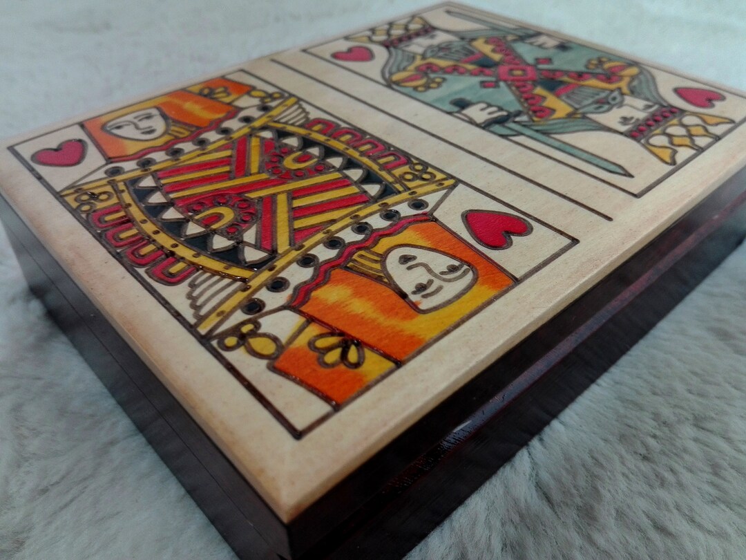 Playing Cards Wooden Box, Playcards Box, Handmade Box, Handcarved Box ...