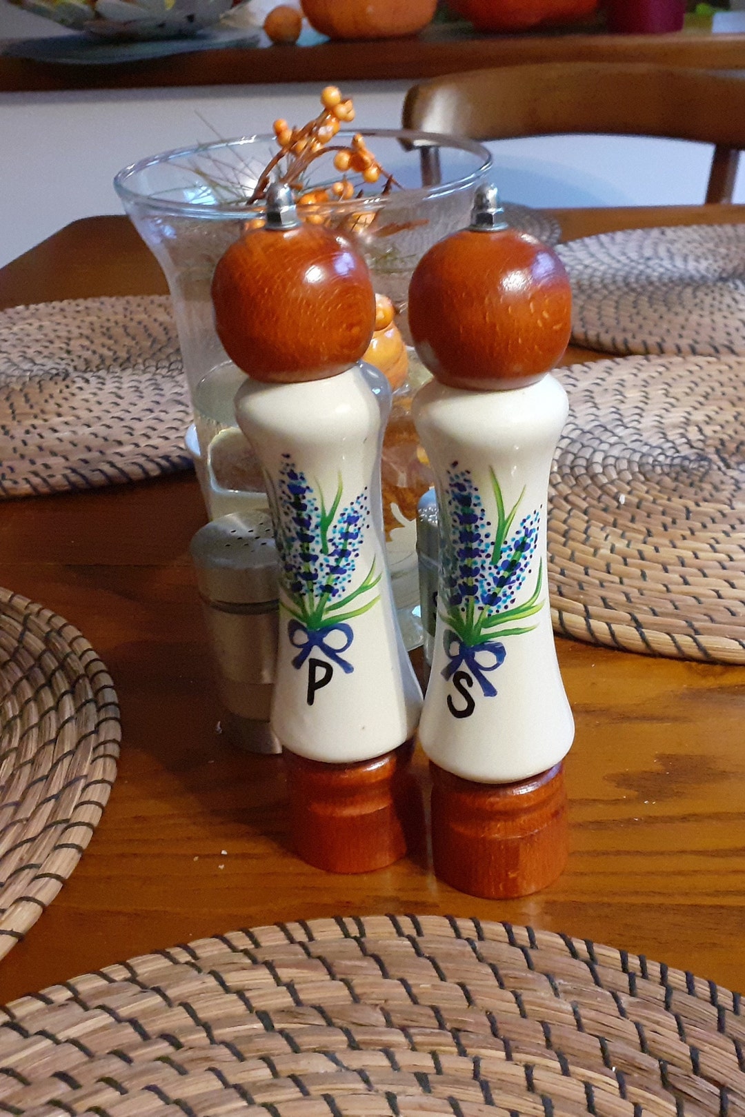 Handmade Wood and Porcelain Hand Painted Soil and Paper Grinder / Mill ...