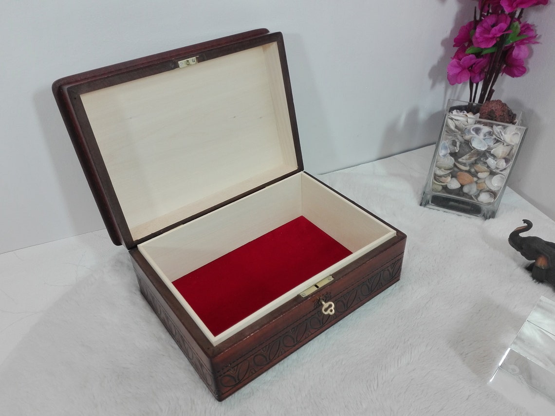 Wooden Jewelry Box Brown Jewelry Box Wooden Jewellery Box - Etsy