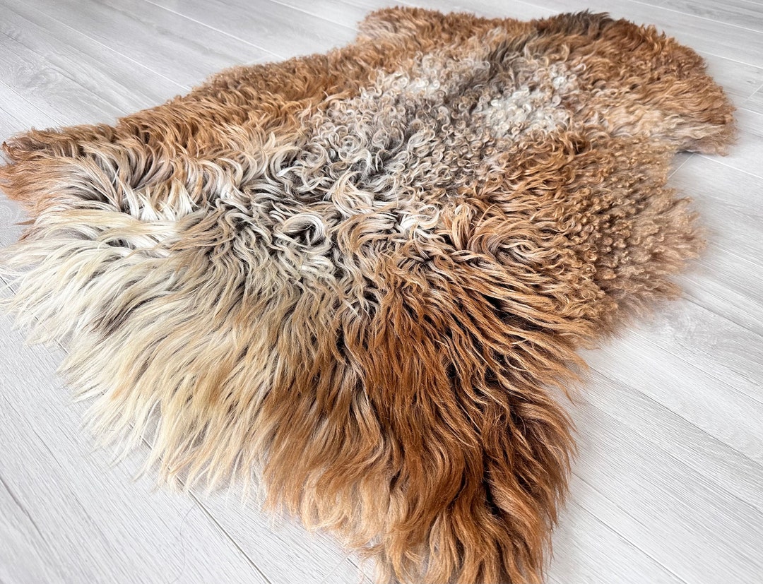Camel Sheepskin.natural Sheepskin Tanned Handmade Sheepskin.curly ...