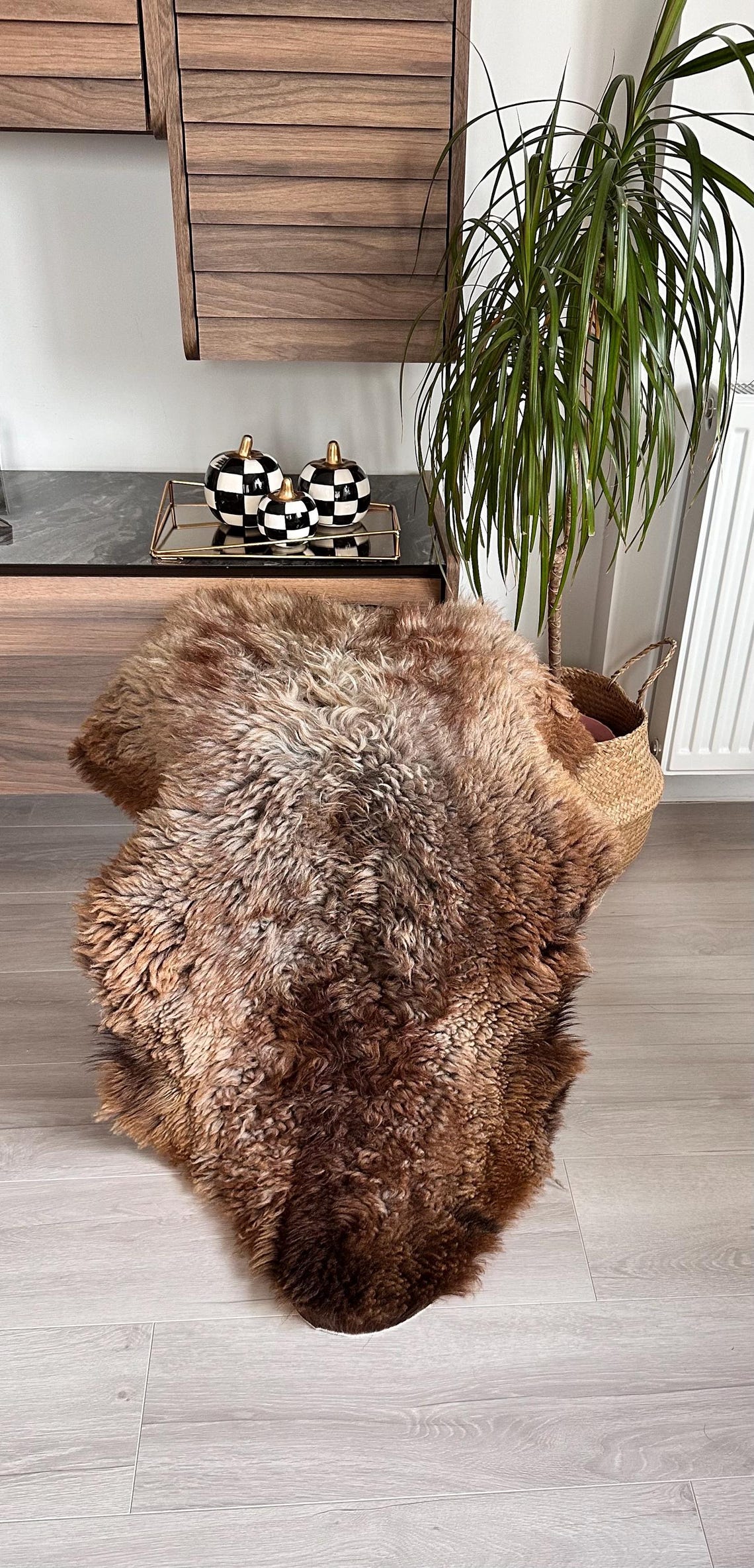 Set of 2 Handmade Curly Sheepskin Rugs, Golden Brown Mink - Etsy