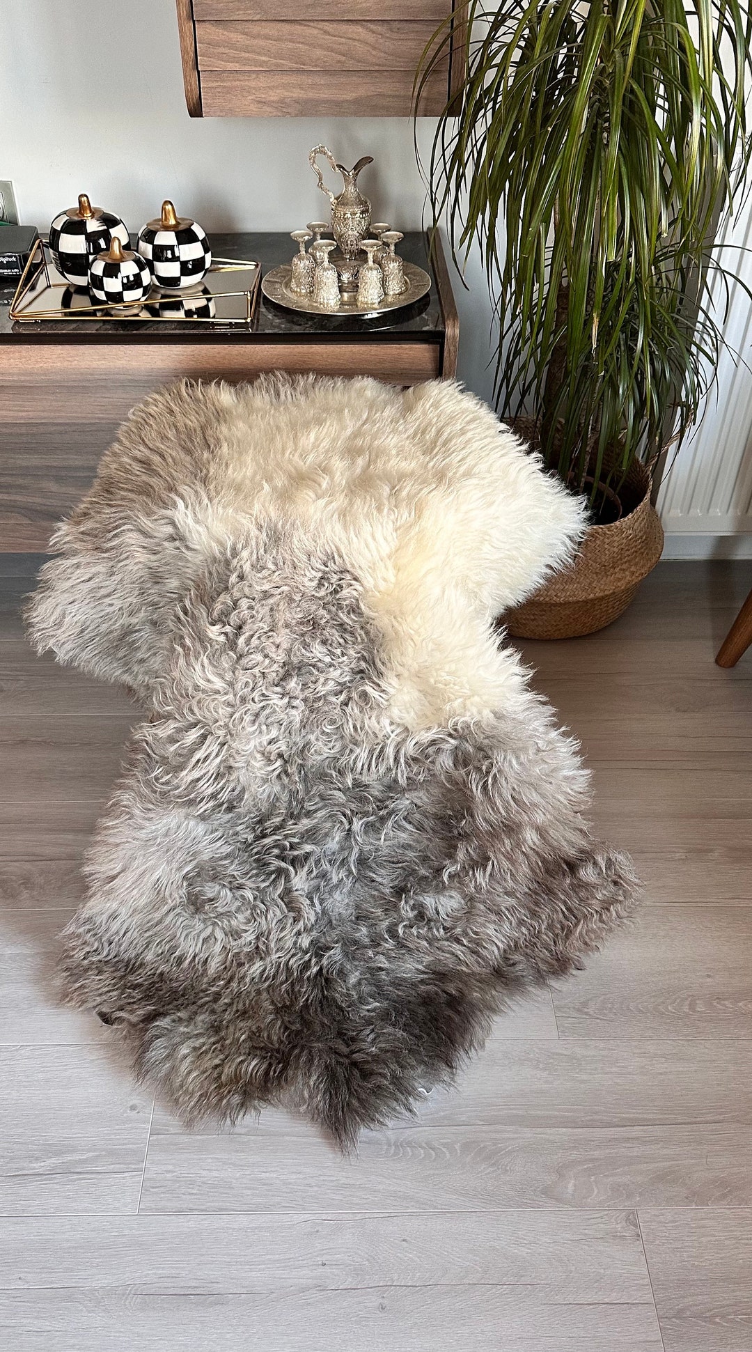 Gray Sheepskin.natural Sheepskin Tanned Handmade Sheepskin.curly ...