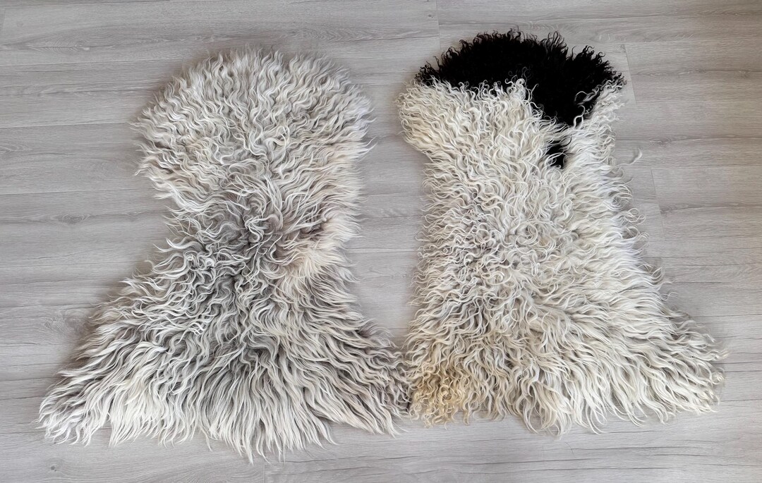 Set of 2 Gotland Sheepskin Natural Sheepskin Tanned Handmade Sheepskin ...