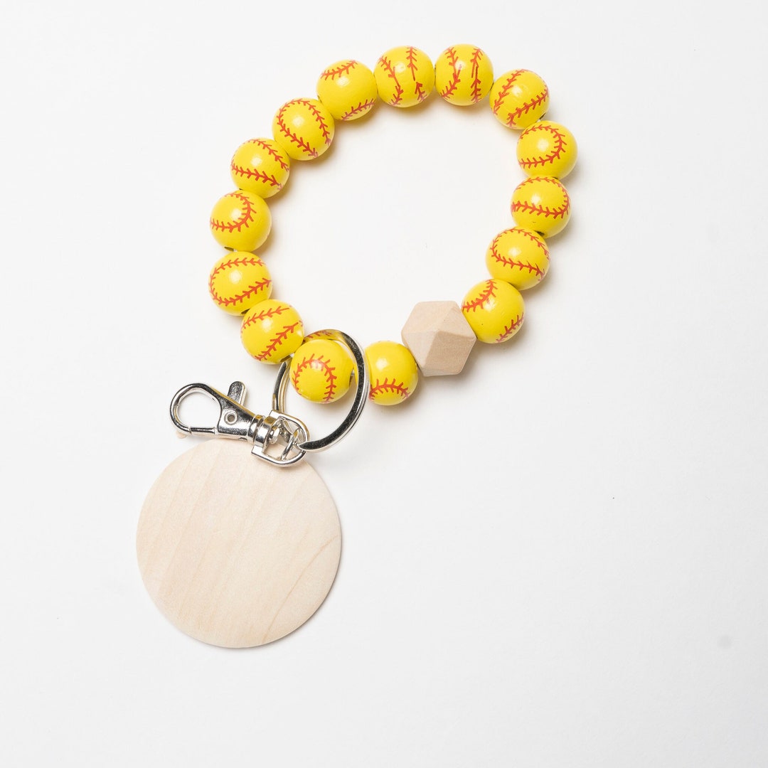 Softball Themed Laser Engrave Blank, Wristlet Keychain, Custom Keychain ...