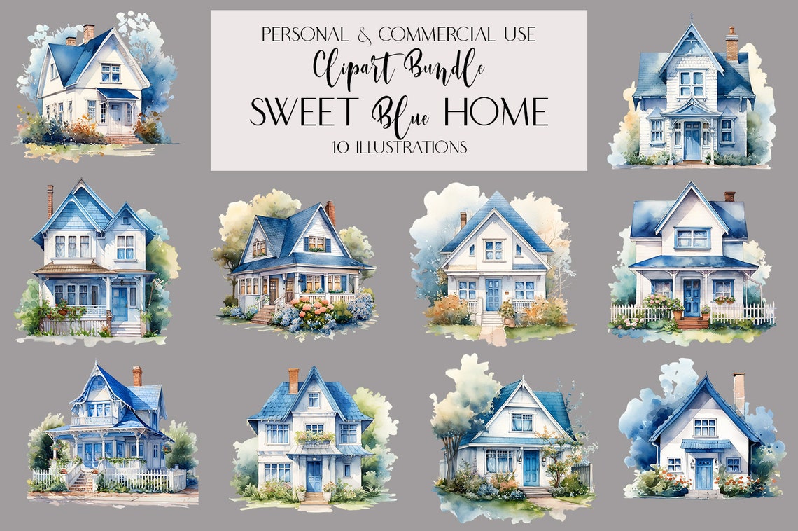Commercial Use Sweet Home Clipart Blue House Transparent PNG First Home ...